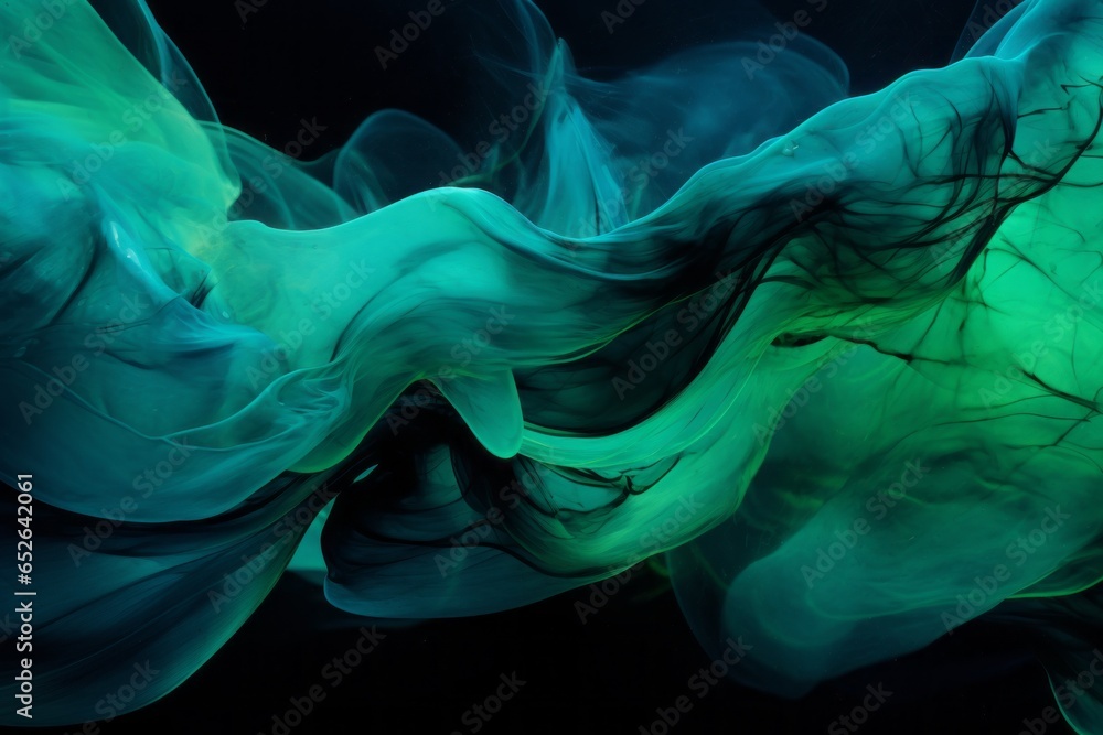 A digital interpretation of turbulent water currents and eddies in deep blues and greens, set ...