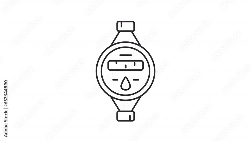 2D black thin line animation of water meter, HD video with transparent ...