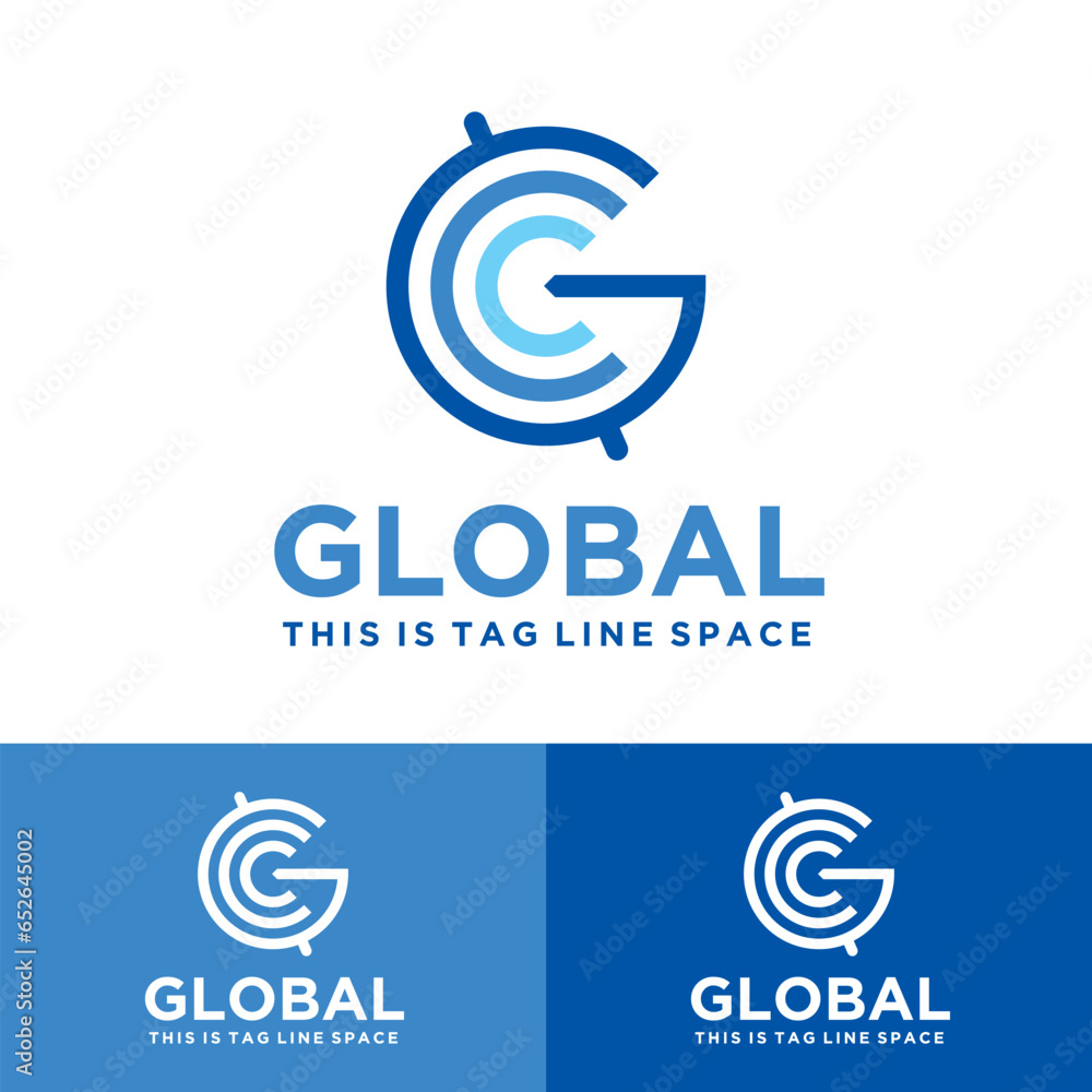 Letter G Globe World Earth Logo in Line Art Style Vector Logo Stock ...