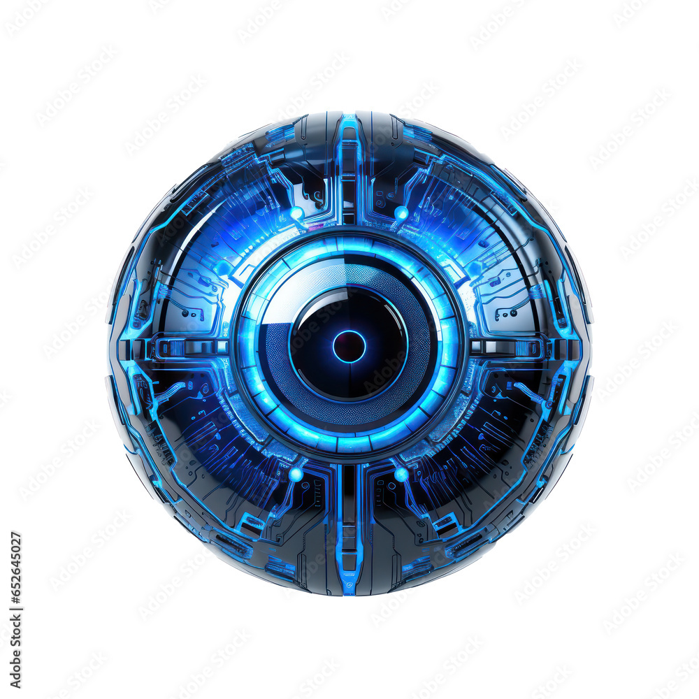 Eye of robot,Blue eyes of robot isolated on transparent background ...