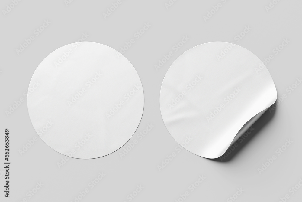peeled and crumpled round circular adhesive sticker label tag badge ...