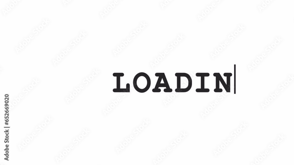 Typing letters with blinking cursor black and white loading text ...