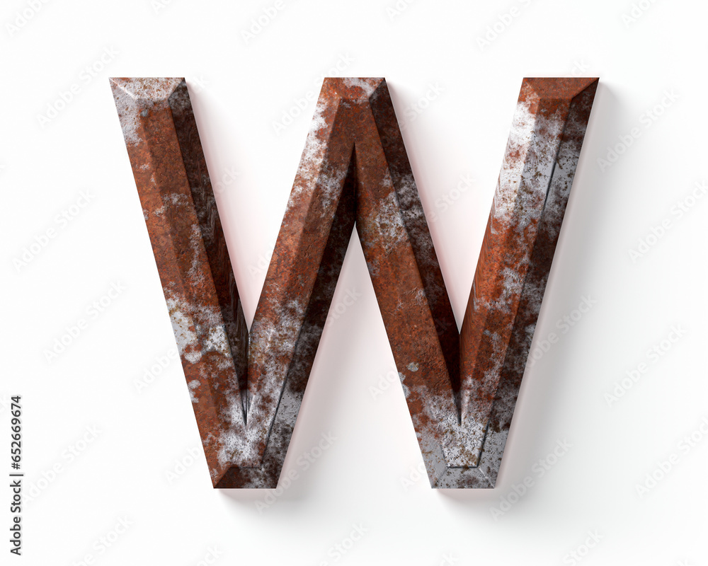 Letters made of rusty metal. 3d illustration of rust iron alphabet ...