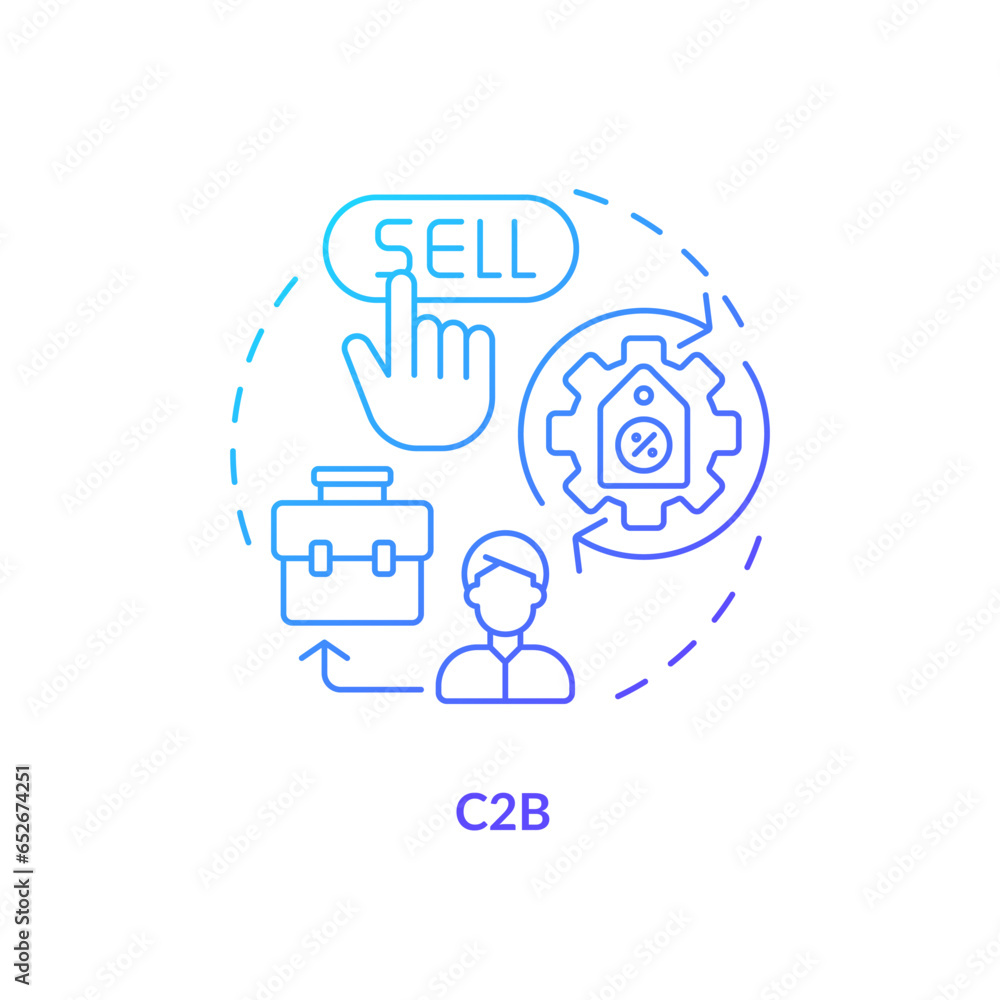 2D blue gradient icon C2B concept, simple isolated vector, C2C thin line illustration. Stock ...