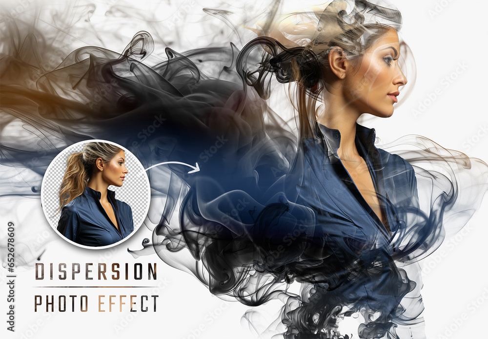 Smoke Dispersion Photo Effect Mockup Preview Uses Generative Ai Stock