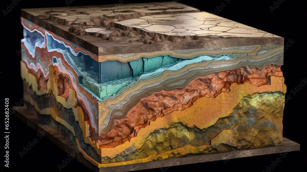 Schematic abstract cut geological structure of earth layers with ...