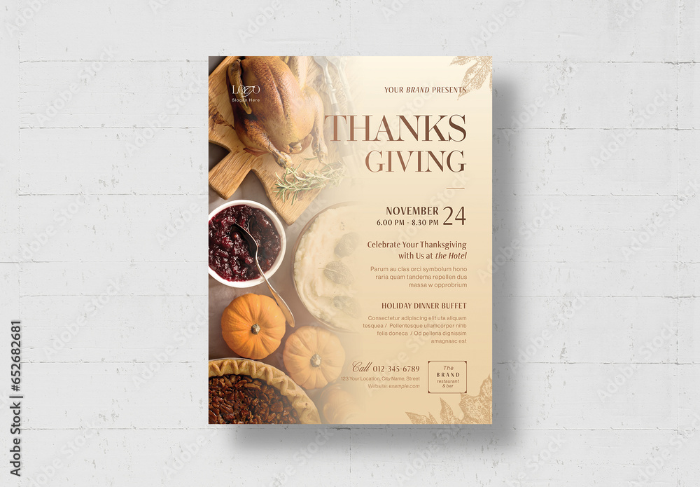 Thanksgiving Flyer Layout for Fall Autumn Harvest Festival Event Stock ...