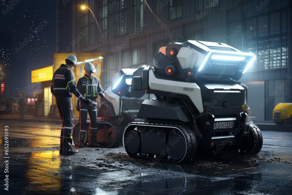 Human and AI Symbiosis in Advanced Urban Landscapes. Futuristic ...