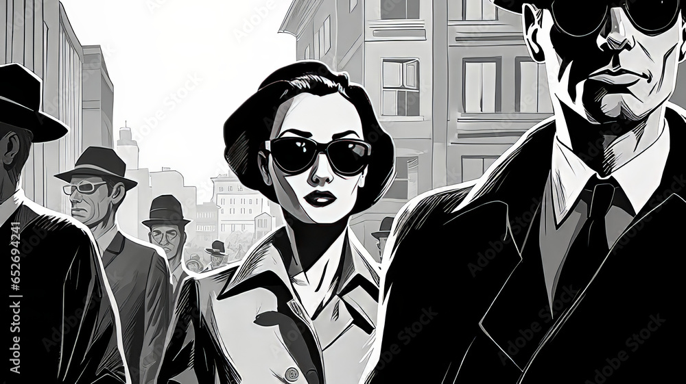 Graphic Novel Illlustration of a Super Spy. Generative AI. A digital ...