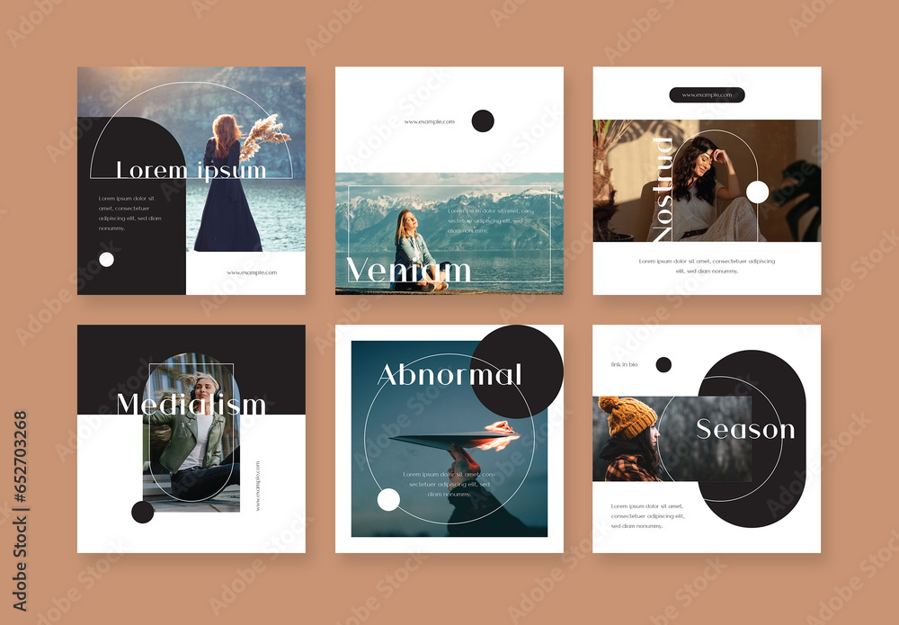 Simple Social Media Layouts With Photo Placeholders Stock Template ...