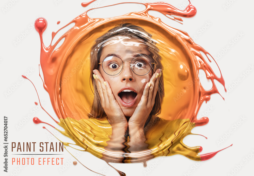 Spinning Paint Photo Effect Overlay Mockup. Generative Ai Paint Stock ...