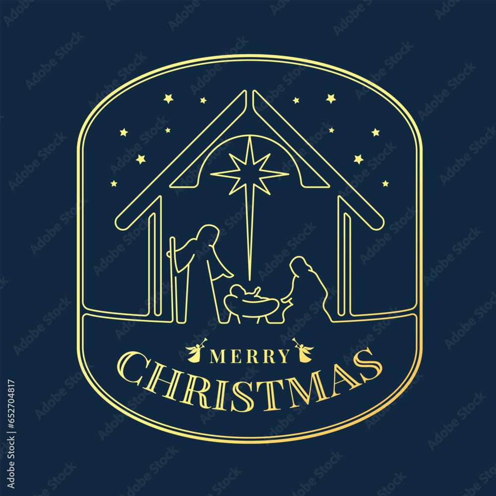 Gold Merry christmas text in rectangular curve shape frame with the ...