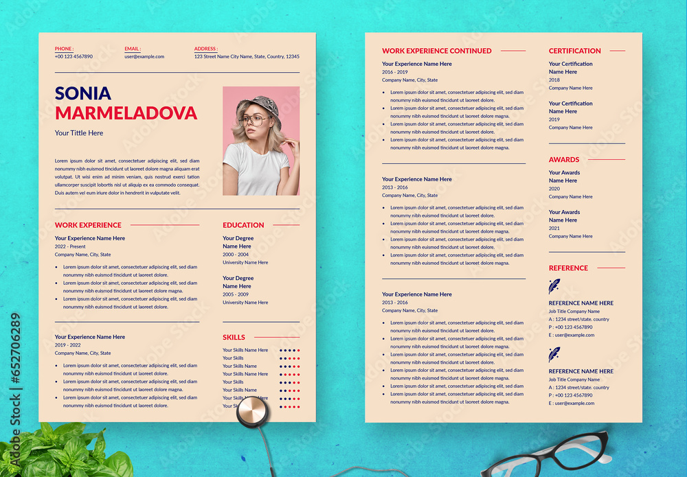 Retro Resume Design Template Stock Template | Adobe Stock