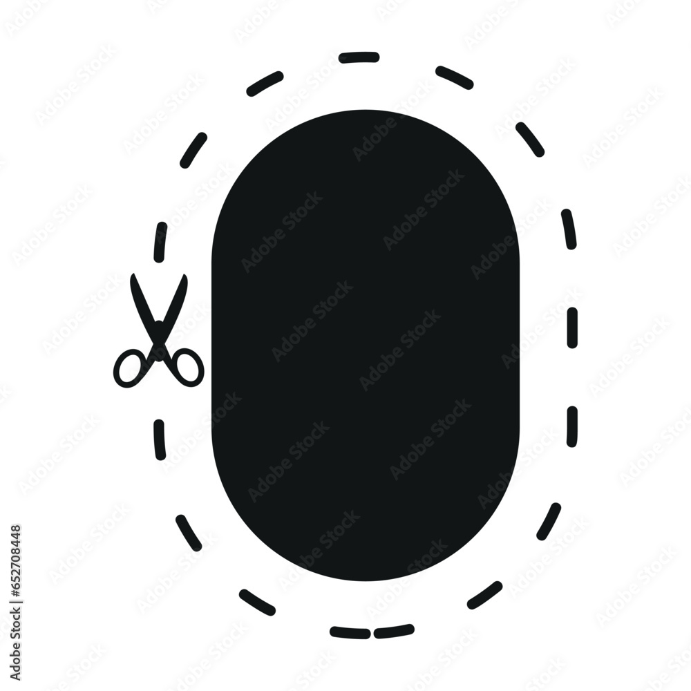 Cut line icon with scissor, cut here guidance, scissors and dash ...