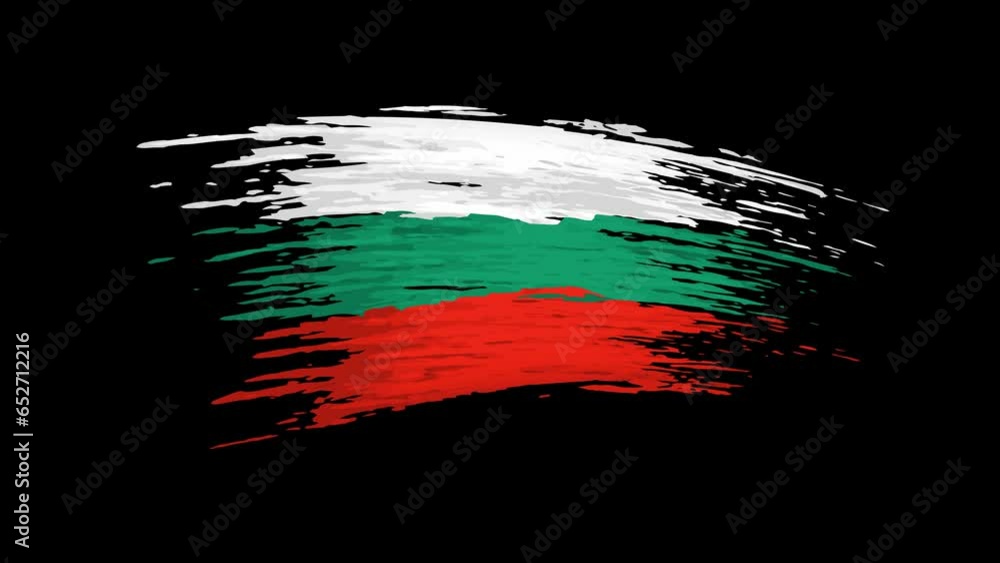 Bulgaria flag animation. Brush painted bulgarian flag on transparent ...
