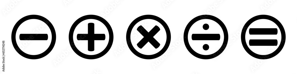 Basic mathematical icon, basic mathematical symbol. Set of mathematical ... Basic mathematical icon, basic mathematical symbol. Set of mathematical ...