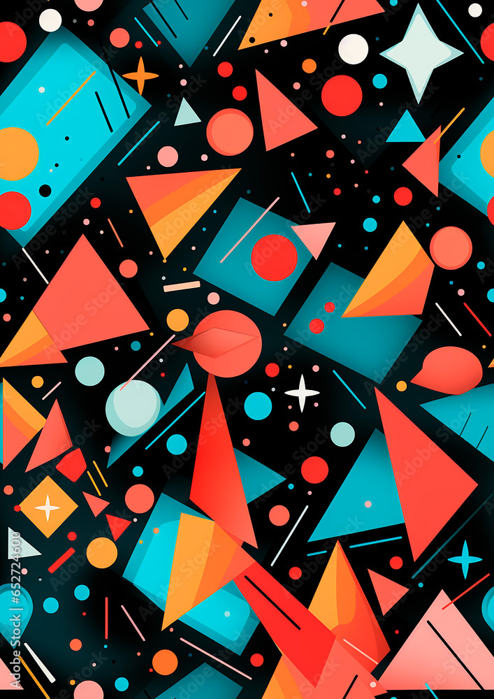 Modern grid flyer with geometric shapes, geometry graphics and abstract ...