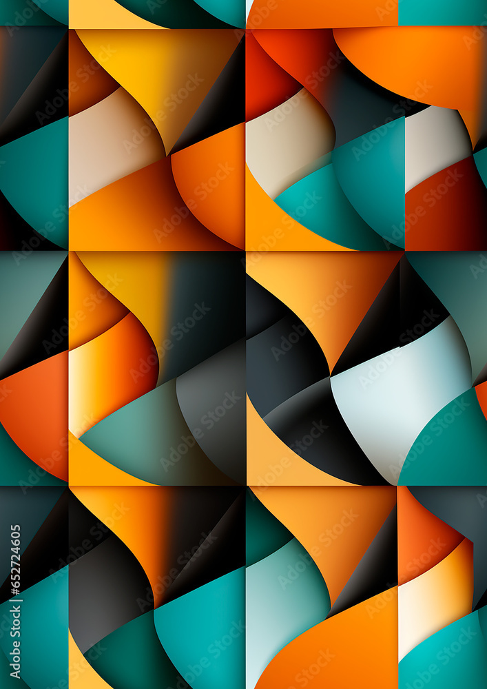 Modern grid flyer with geometric shapes, geometry graphics and abstract ...