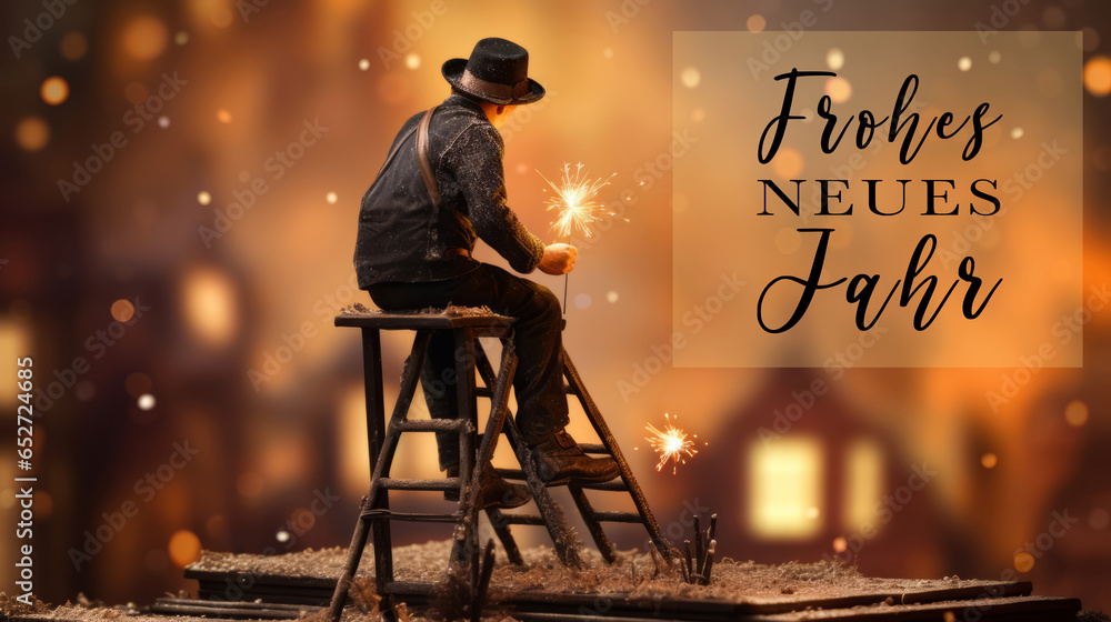 Neujahr Grußkarte mit deutschem Text, Silvester Feier ...