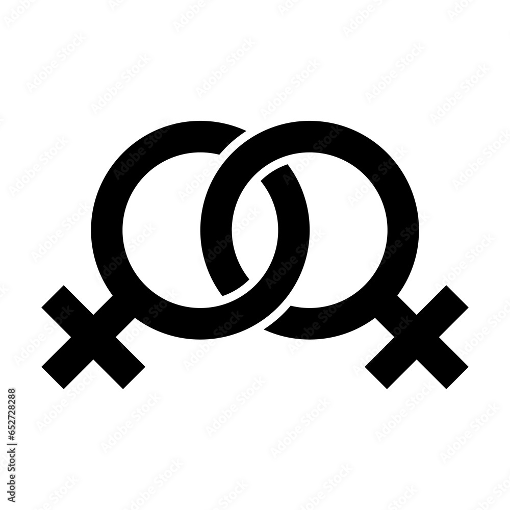 Lesbian symbol icon isolated on white background. Woman partner symbol ...