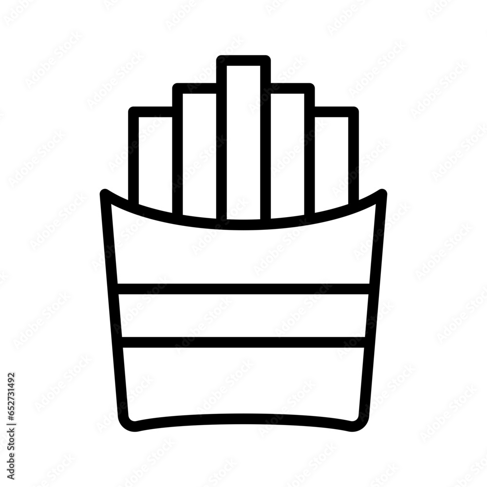 Black single French fries line icon, simple fast food menu outline flat ...
