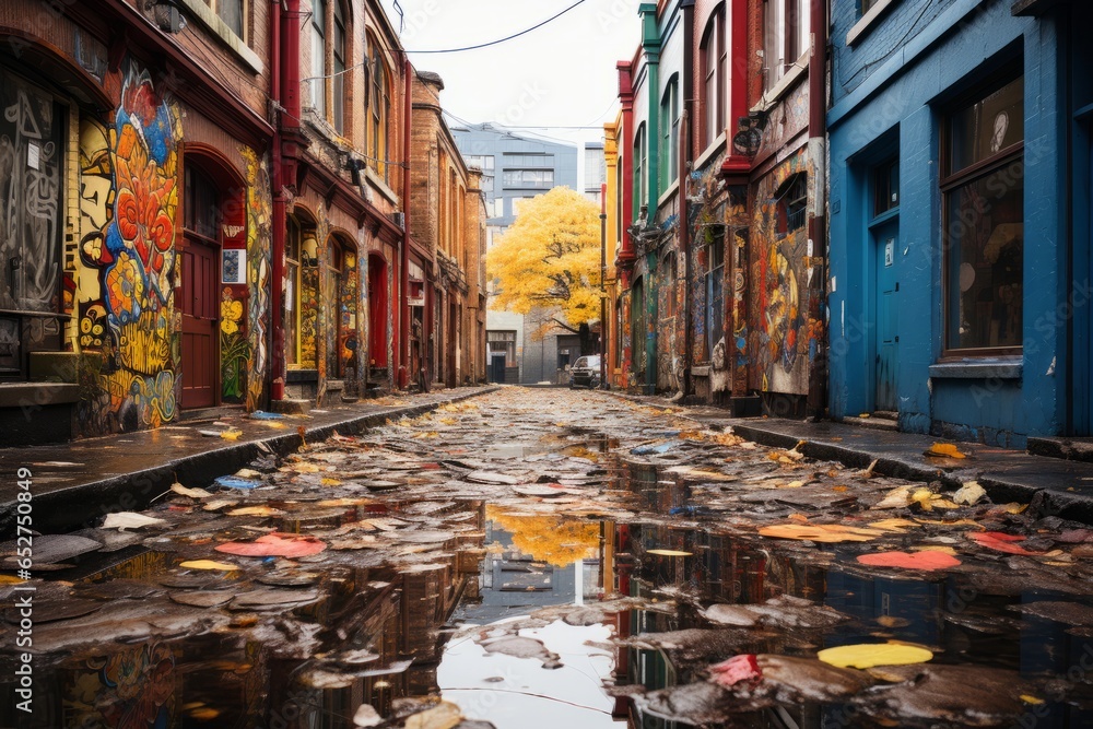 Graffiti-covered alleyway with vibrant street art, Generative AI Stock ...