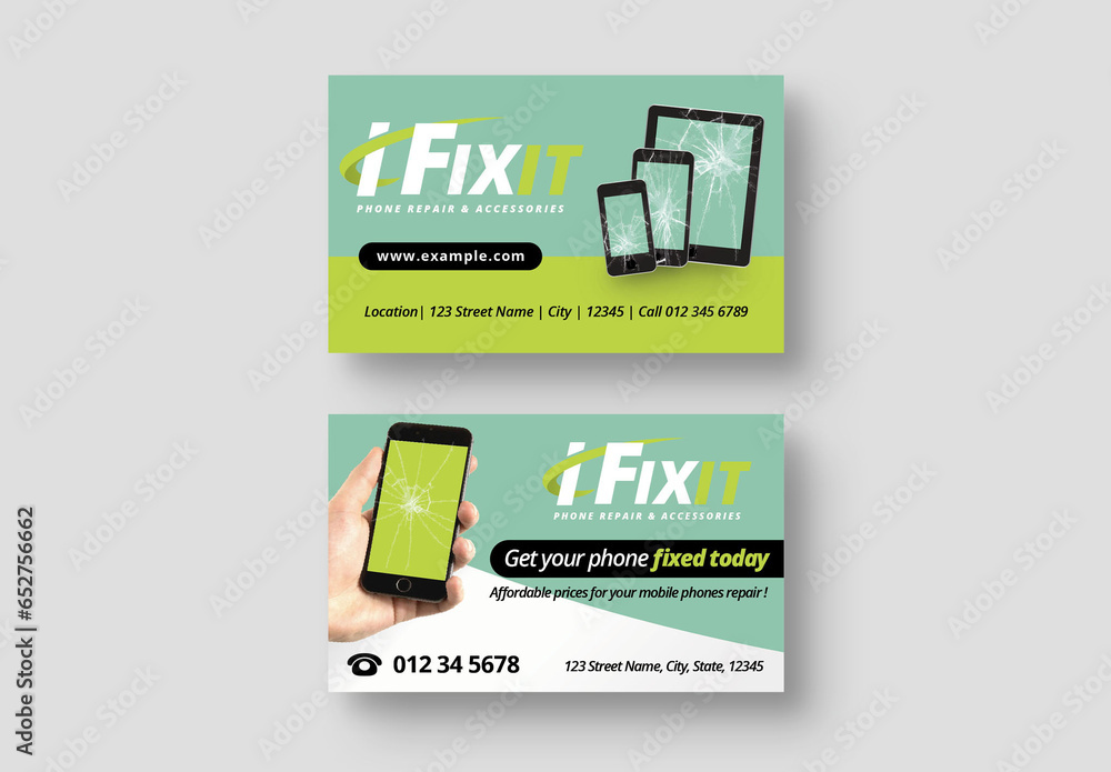Phone Repair Professional Repair Services Business Card Layout Stock ...