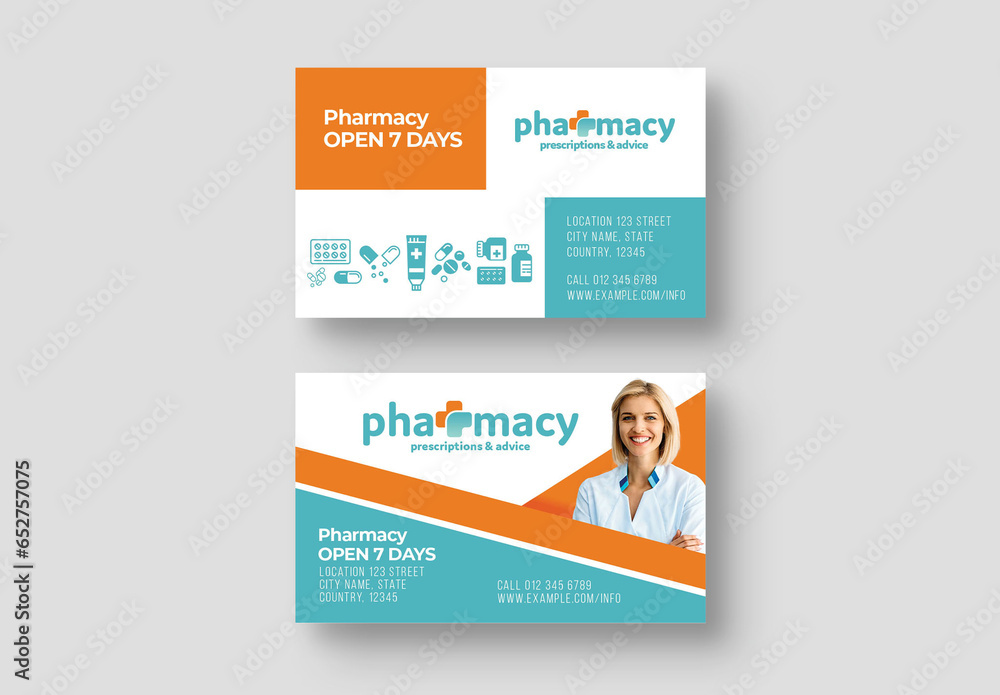 Pharmacy Medical Shop Promotional Business Card Layout Stock Template ...