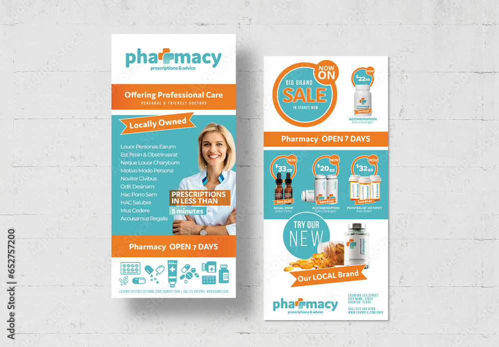 Pharmacy Medical Shop Clinic DL Flyer Layout for Pharmacies Stock ...