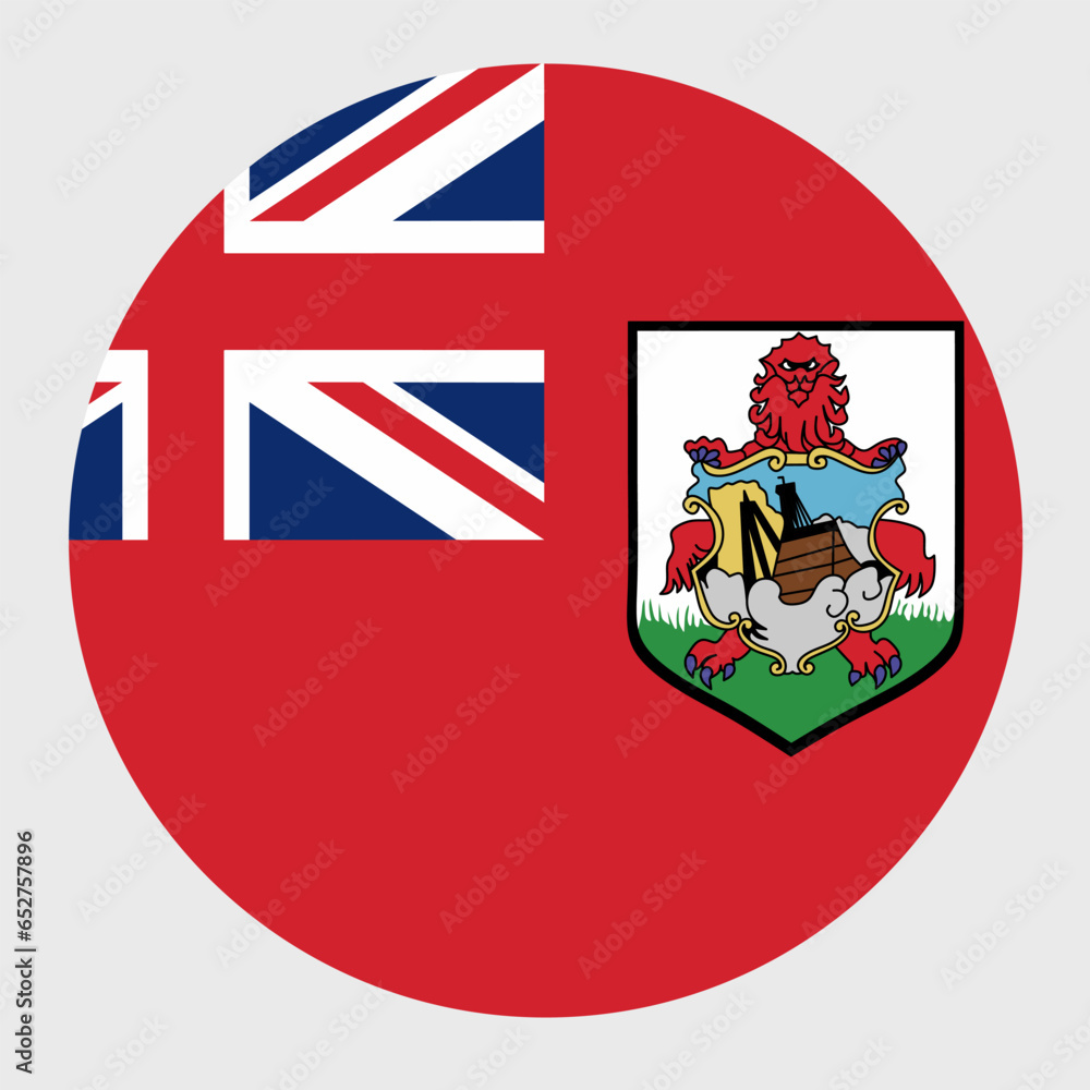 Vector illustration of flat round shaped of Bermuda flag. Official ...