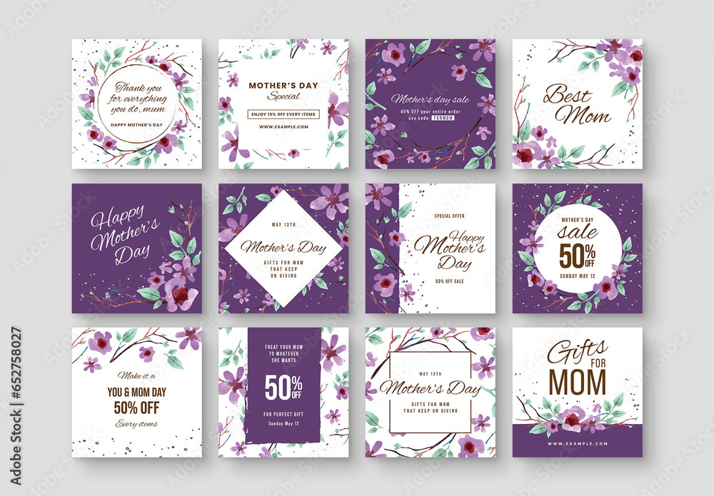Mother's Day Social Media Layout Mom Love Mother Template Stock ...