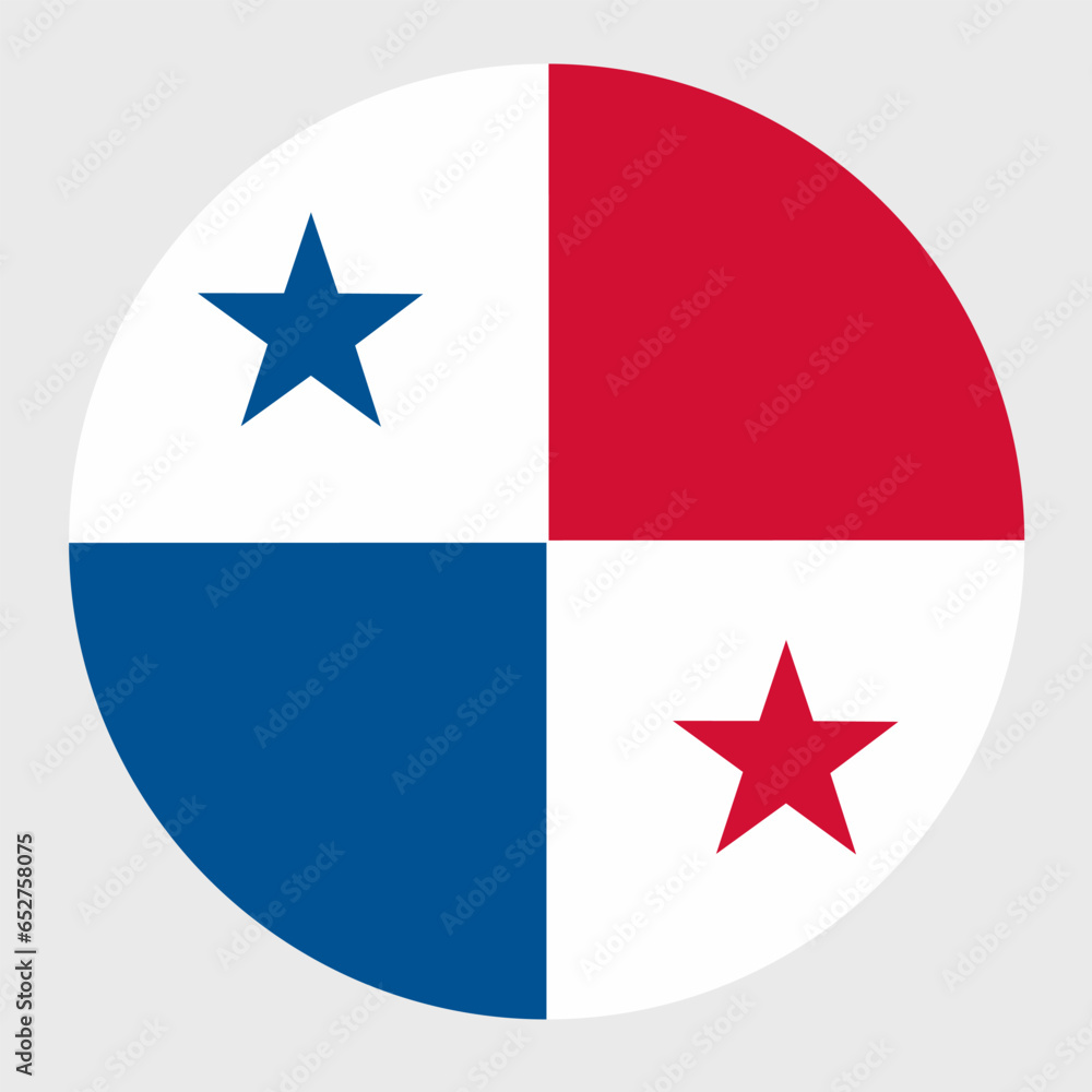 Vector illustration of flat round shaped of Panama flag. Official ...