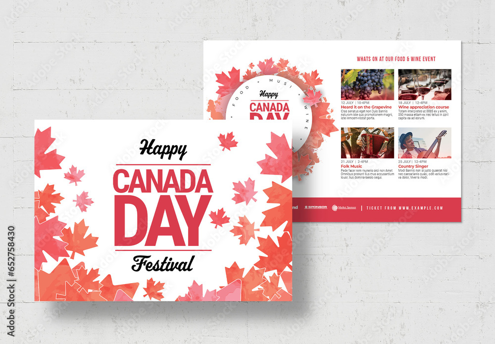 Canada Holiday Flyer Layout for Canadian Stock Template | Adobe Stock