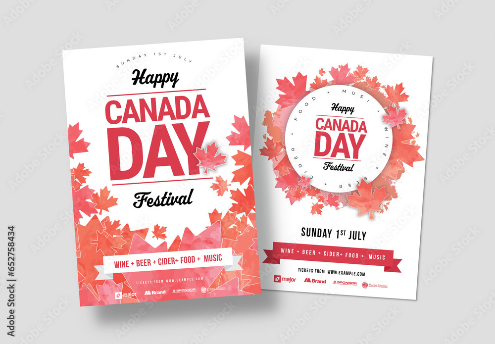 Canada Holiday Flyer Layout for Canadian Stock Template | Adobe Stock