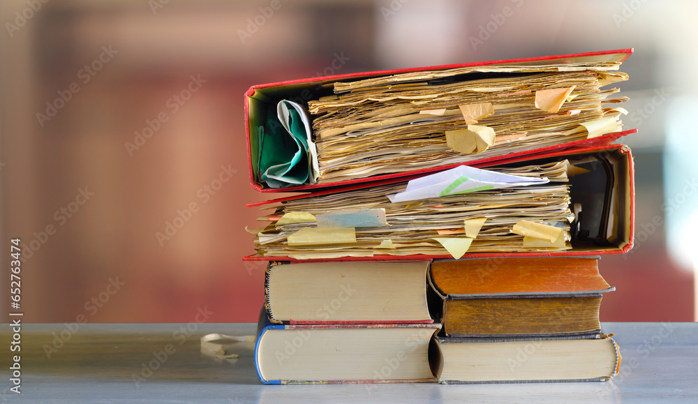 messy file folders,red tape, bureaucracy,aministration,business oncept ...