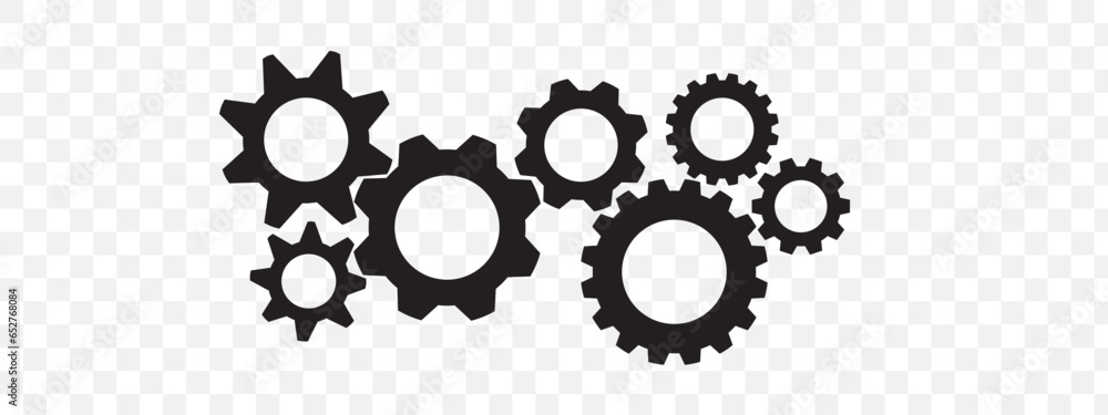 Vector illustration of various interconnecting gears and wheels on a ...