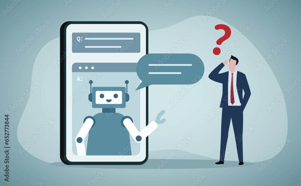 Artificial intelligence. Characters using Ai technology for answering ...
