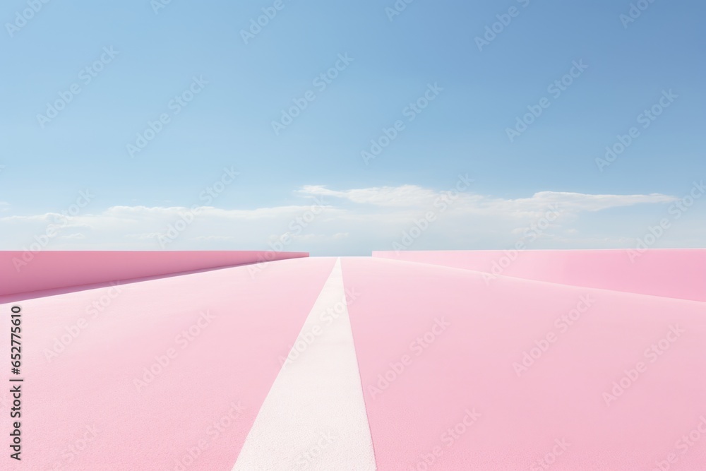 White and Pink Road Minimalism in a negative artistic space. Visual ...
