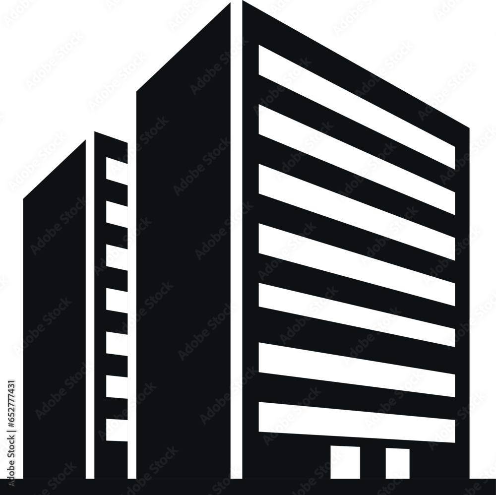 Residential multi storey building neighborhood isometric black icon ...