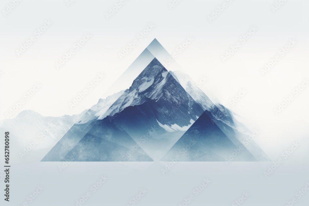 Blue and Gray Mountain Minimalism in a negative artistic space. Visual ...
