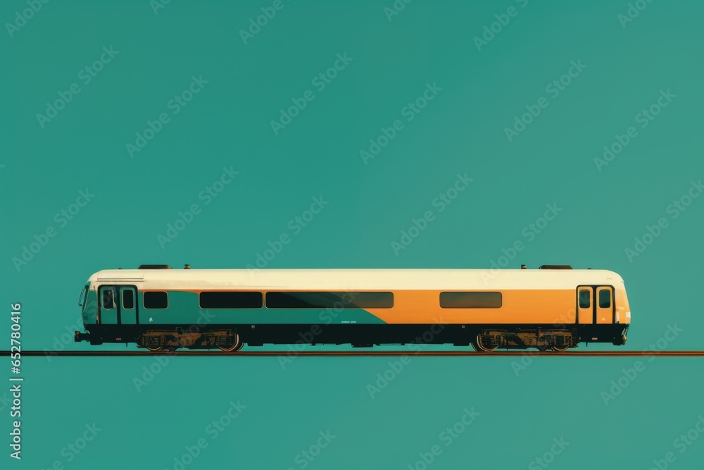 Teal and Brown Train Minimalism in a negative artistic space. Visual ...