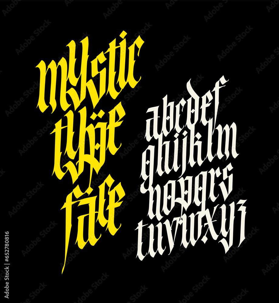 Gothic font from Latin letters. Vector. English alphabet. Medieval ...