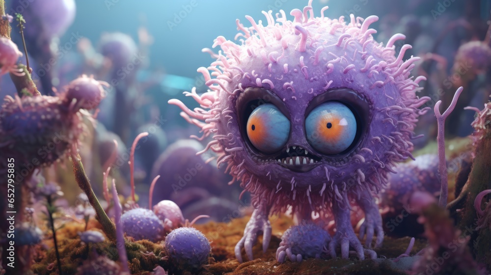Tiny unseen world of dorky viral fungi monsters with big bulging eyes ...