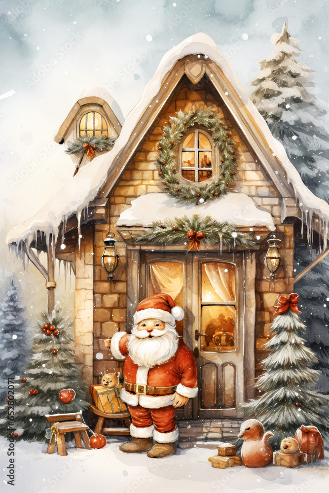 Watercolor Cozy Santa Claus Digital Papers, Santa Claus Backgrounds ...