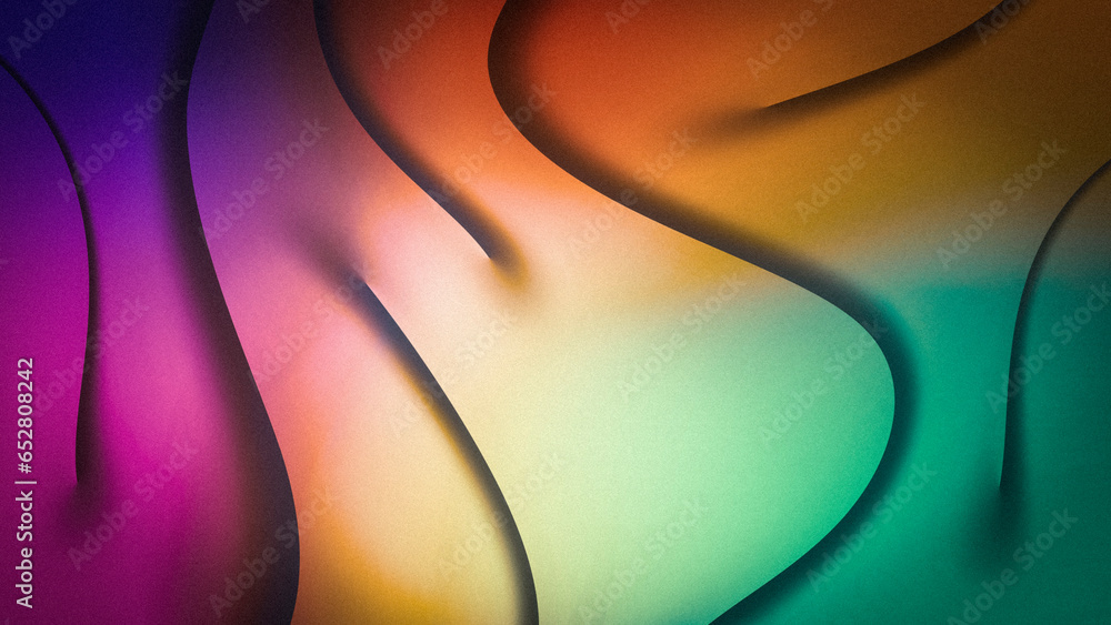 Waves and dunes, matte pink blue red orange green abstract gradient ...