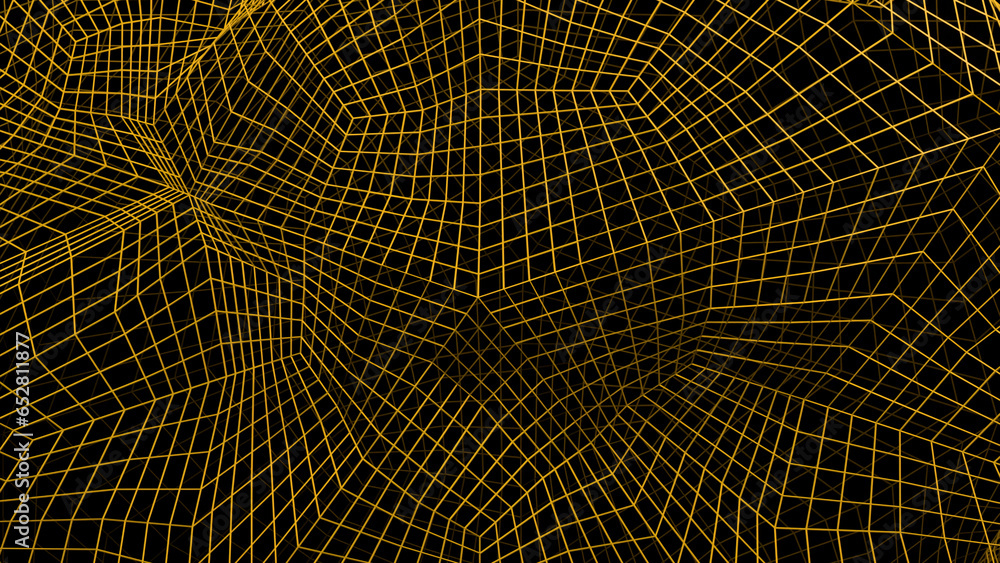 Black background with green and yellow matrix. Design. The lines are ...