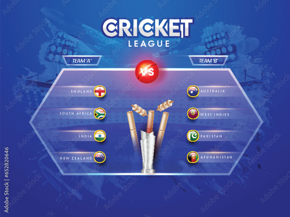 Cricket League Poster Design With Participating Team A VS B, Different ...