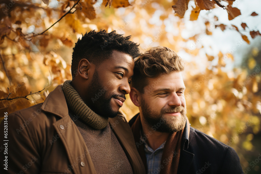 Generative AI photo portrait of male friends lgbt models couple ...