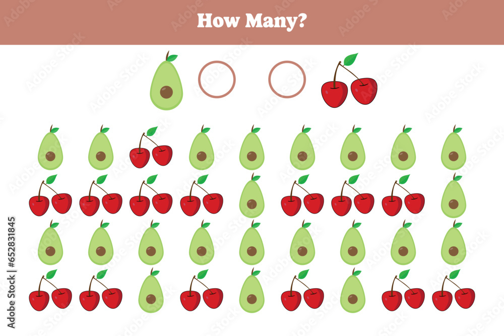 How many fruit are there? Educational math game for kids. Printable ...