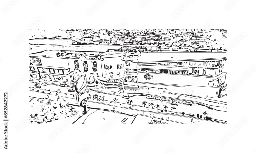 Building view with landmark of San Pedro is the city in Belize. Hand ...